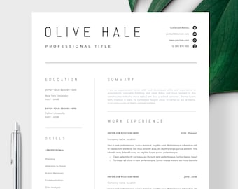 Clean Modern Resume Template 4 Page CV Template Cover Letter References ...