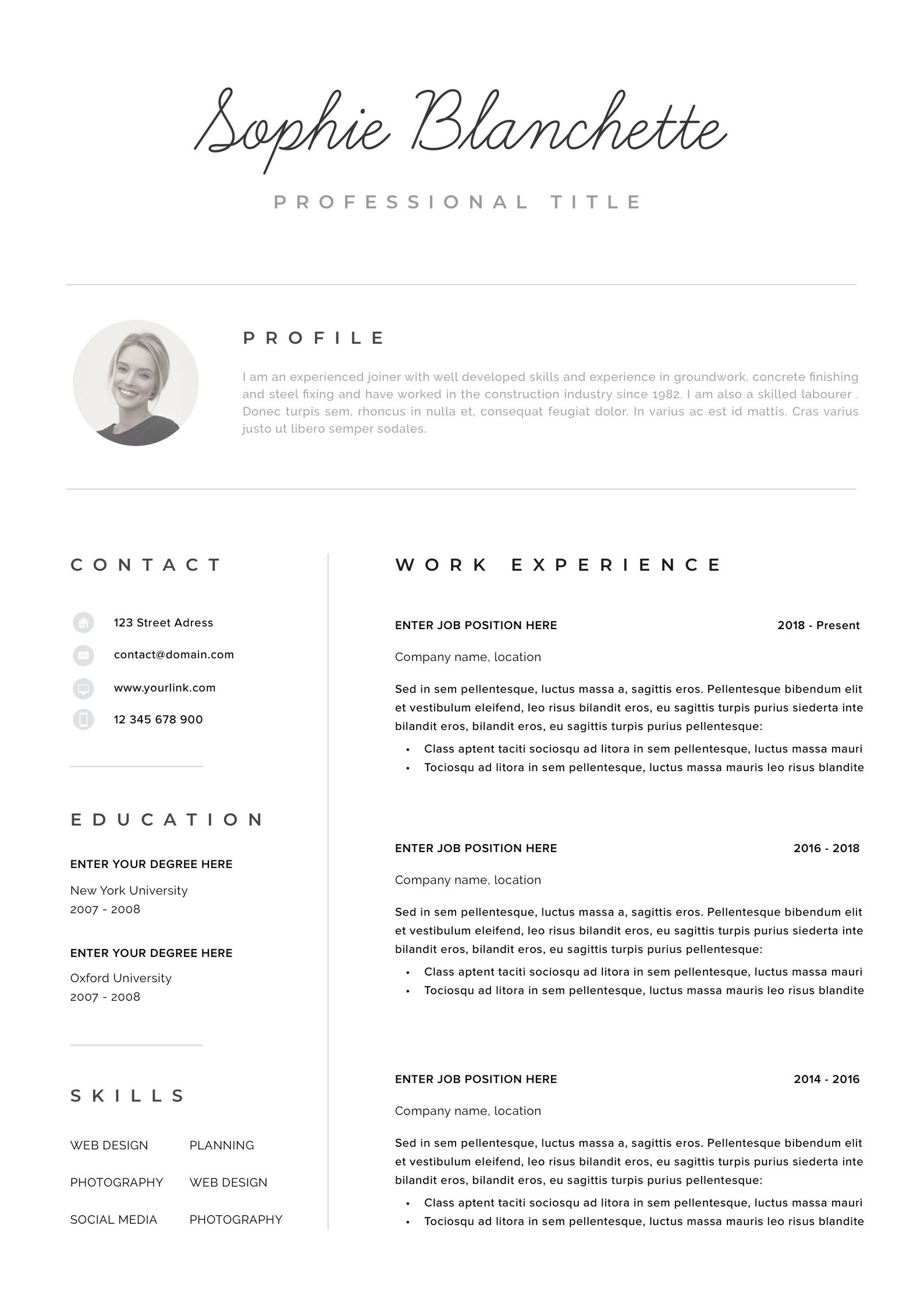 Resume Template Resume CV Template CV design Curriculum - Etsy Polska
