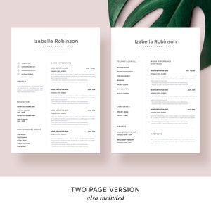 CV Modern Resume Template for Word & Pages, Modern Professional Resume ...