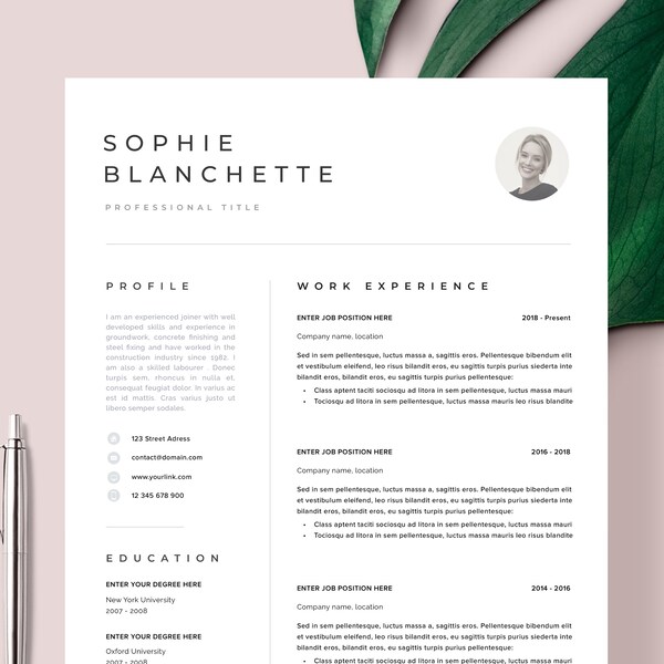 Cv Template - Etsy