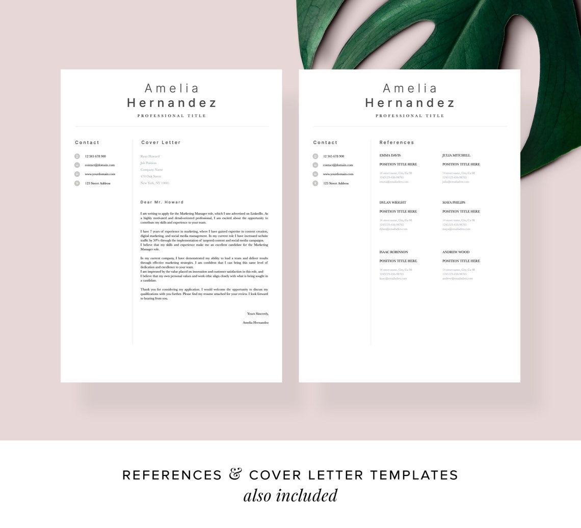 Clean Simple Resume Template Word and Pages, CV Template Word, Basic ...