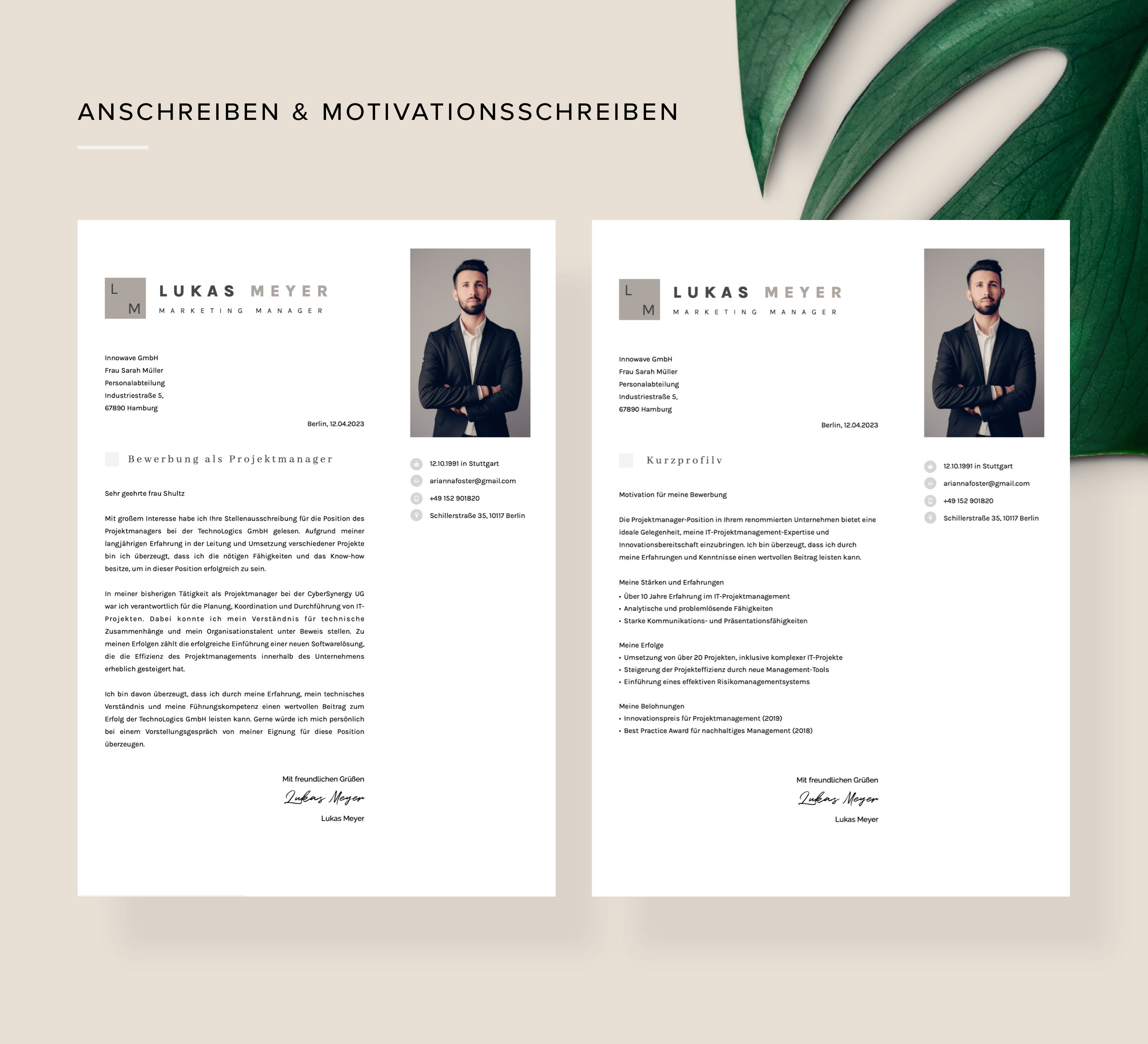 Top Bewerbungsvorlage, Bewerbungsvorlagen Deutsch, Deckblatt Lebenslauf ...