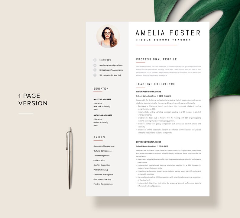Beige Teacher Resume Template Word Pages Teaching Resume Education ...