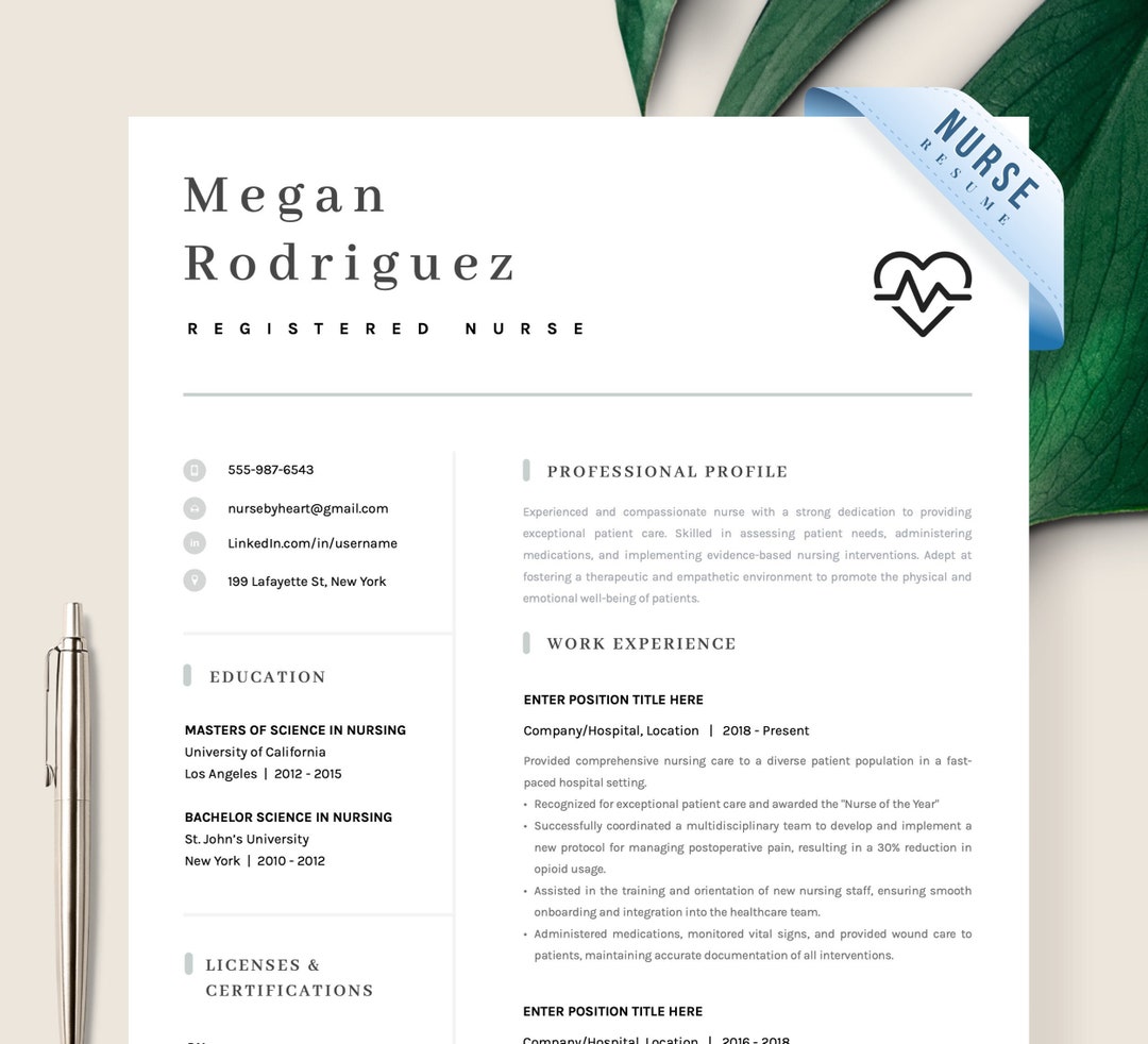 Nurse Resume Template Registered Nurse Resume Template Word Pages ...