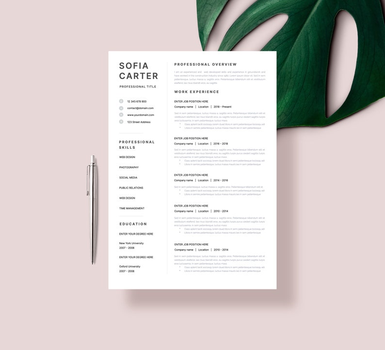 CV Resume Template Word, Mac Pages With Cover Letter, Modern Resume CV ...