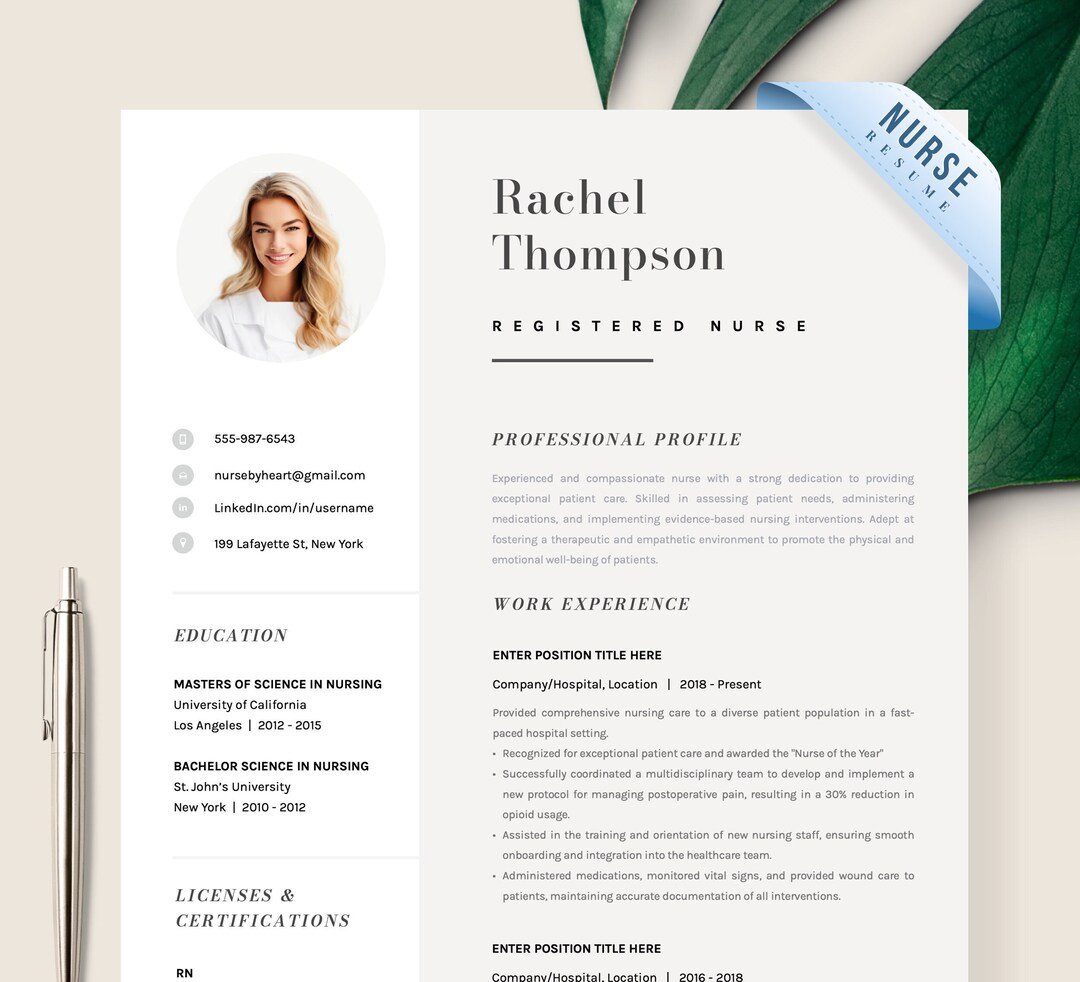 Registered Nurse Resume Template Nursing Resume Templates Word Pages ...