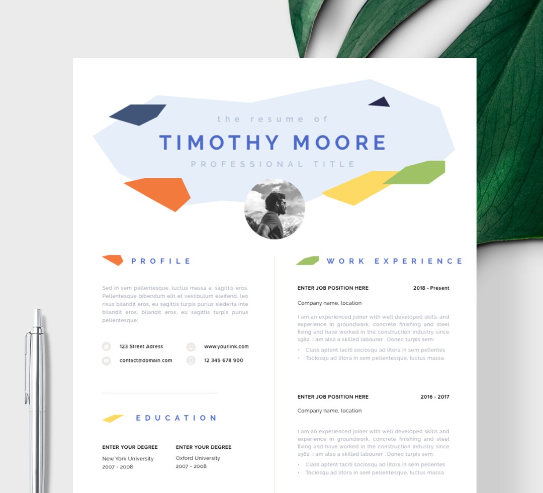 Creative Resume Template for Word | Instant Download CV Template ...