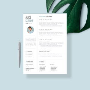 Professional Resume Template, Clean & Modern Resume Template, One Page ...