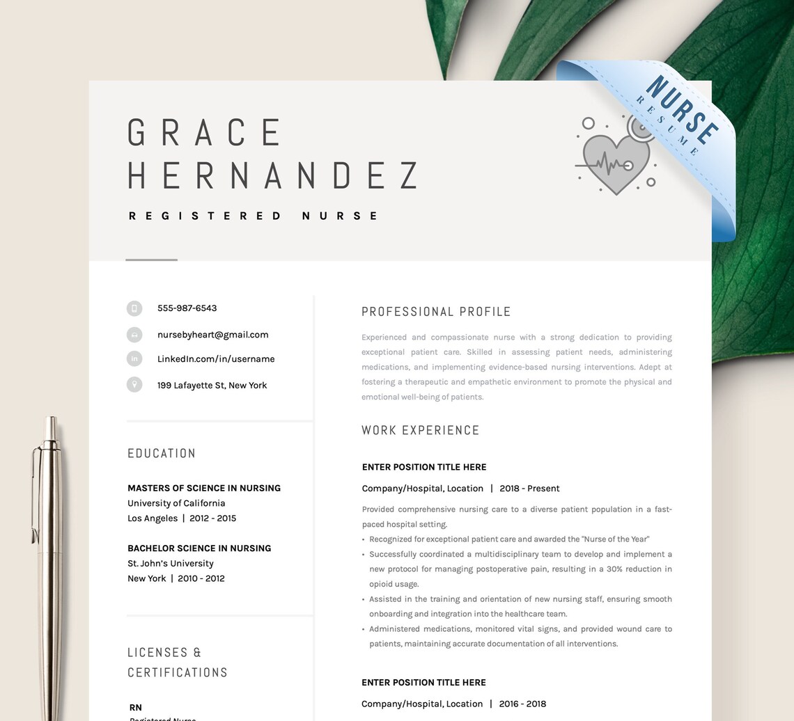 Nursing Resume Template Word Pages Medical Assistant Resume, Nurse ...