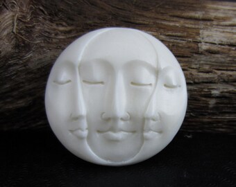Intricate Hand Carved Bone Crescent Moon Cabochonflat Back - Etsy