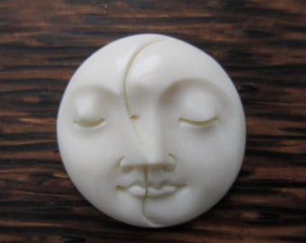 Carved Face Moon 25mm Buffalo Bone Carving G081 | Etsy