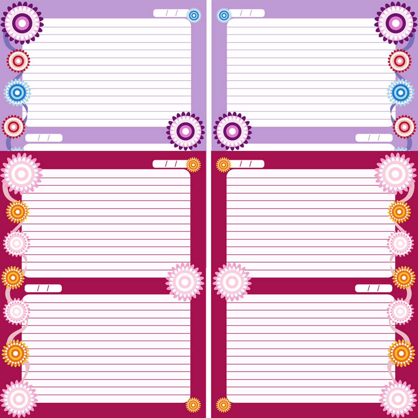 Psicodélico1 Double Writing. Note Sheets. Digital Paper. Notebook Pages ...