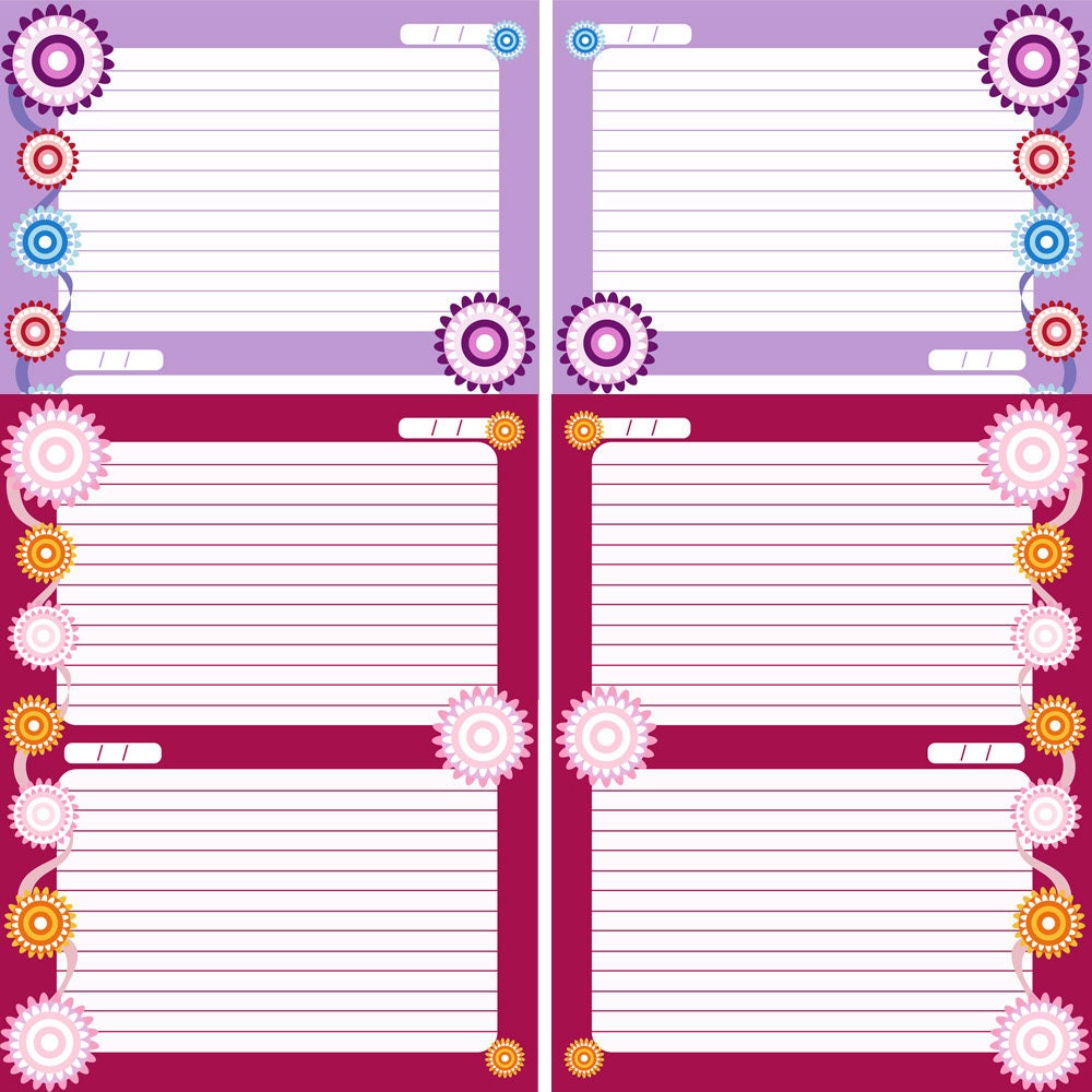 Psicodélico1 Double Writing. Note Sheets. Digital Paper. Notebook Pages ...