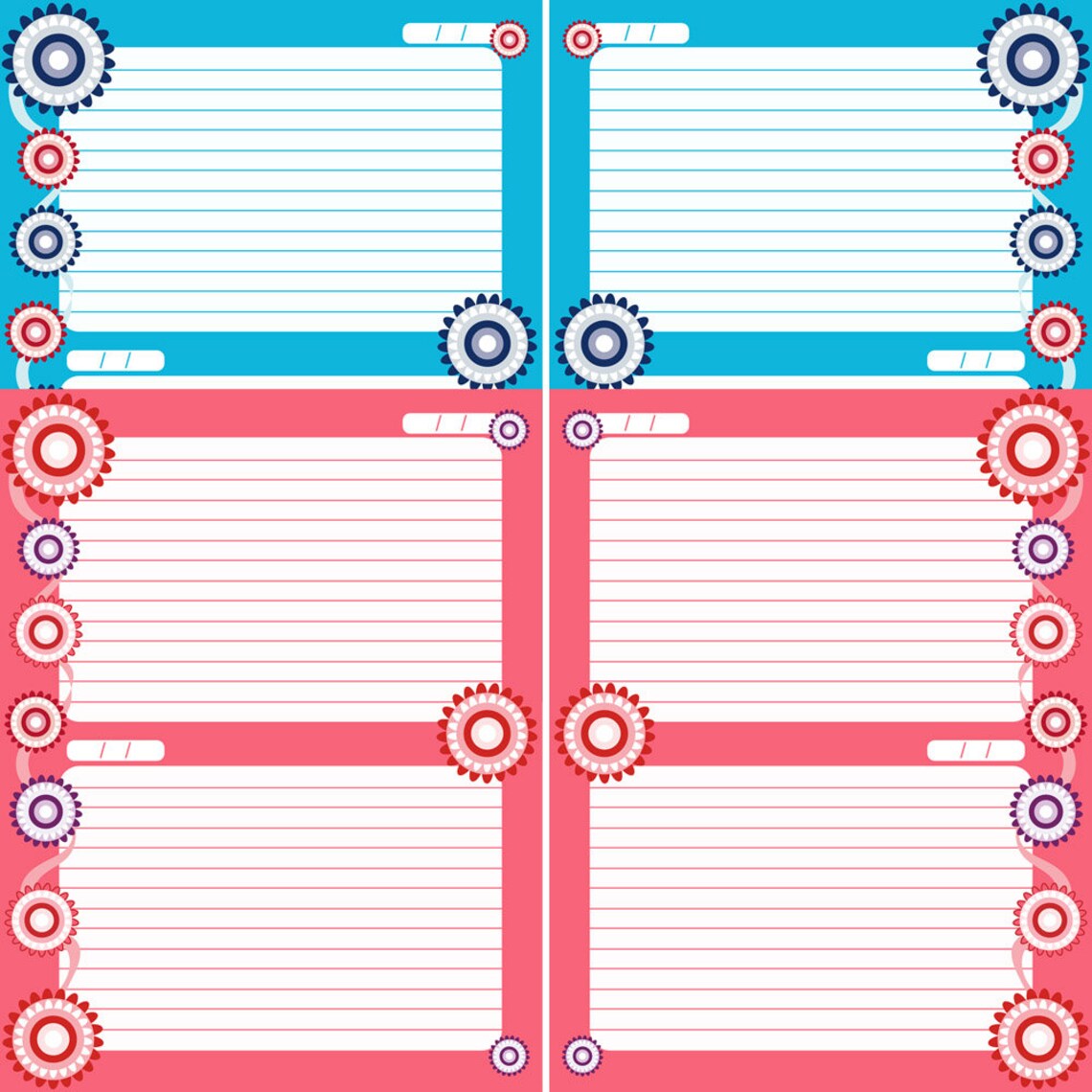 Psicodélico1 Double Writing. Note Sheets. Digital Paper. Notebook Pages ...