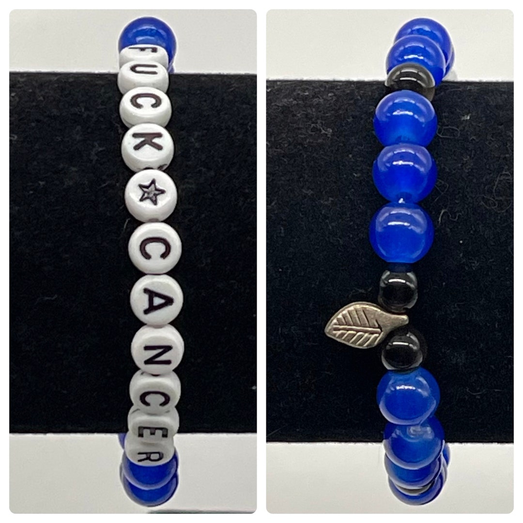 Fuck Prostate Cancer Bracelet Blue Glass Beads Upcycled - Etsy