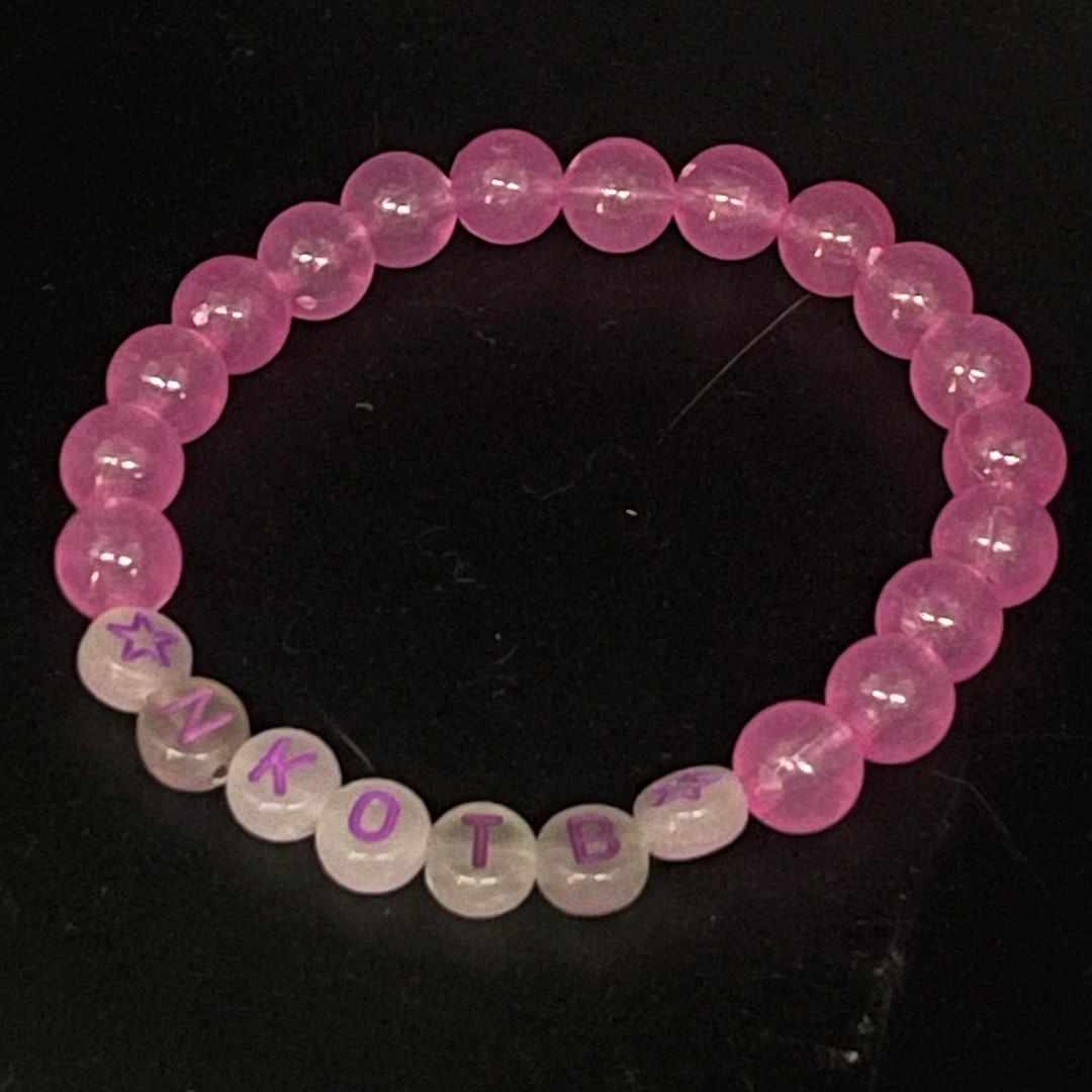 NKOTB Pink Purple Stars Las Vegas Tour GLOW in the Dark Bead Bracelet 7 ...