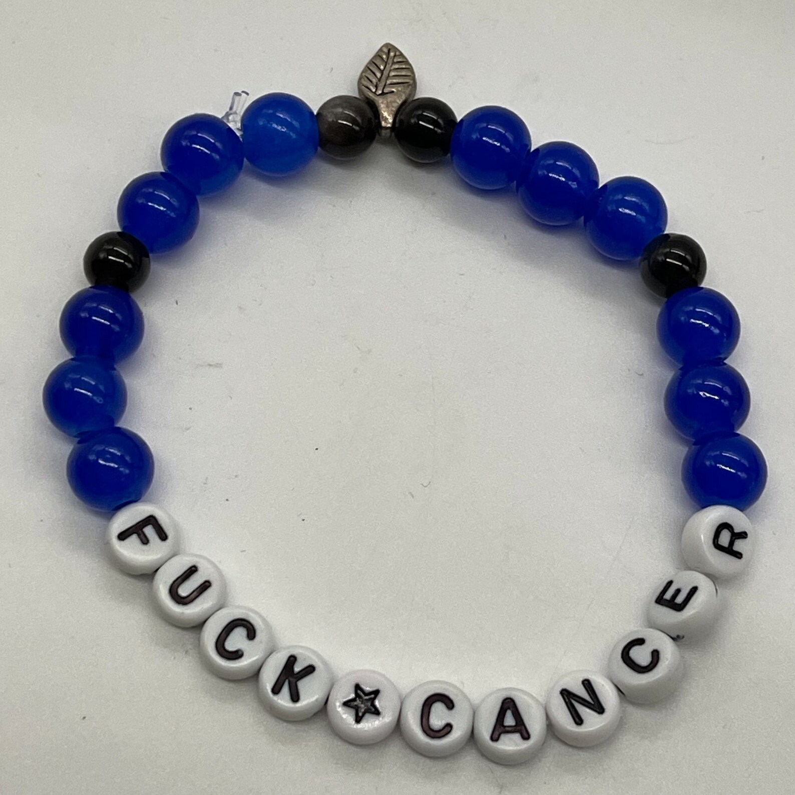 Fuck Prostate Cancer Bracelet Blue Glass Beads Upcycled - Etsy