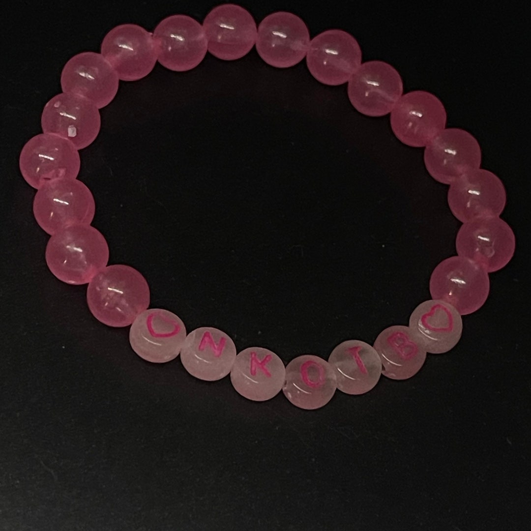 NKOTB Pink Hearts Las Vegas Tour GLOW in the Dark Bead Bracelet 7” New ...