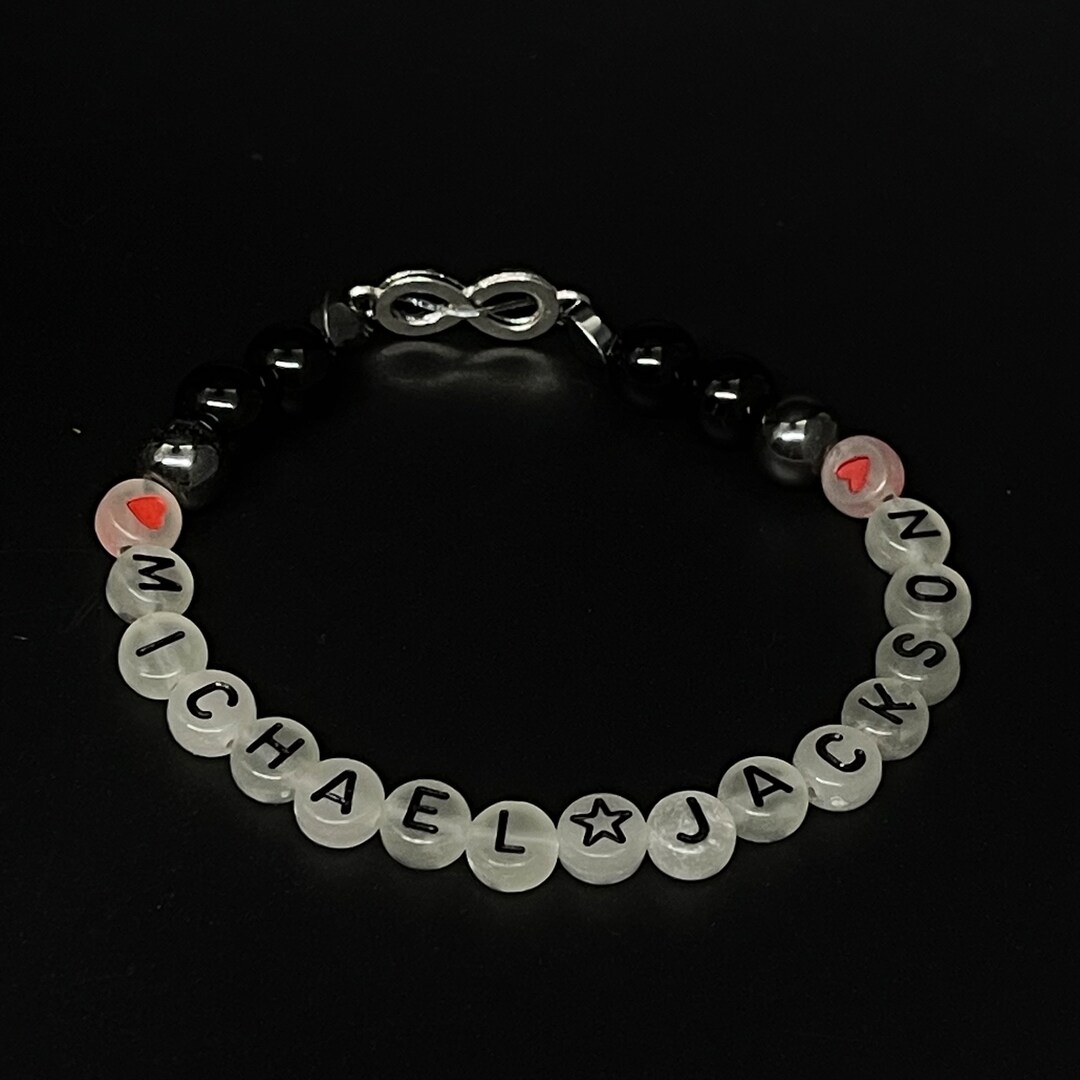Michael Jackson Glow in the Dark Infinity Glass Beads Fan Bracelet ...