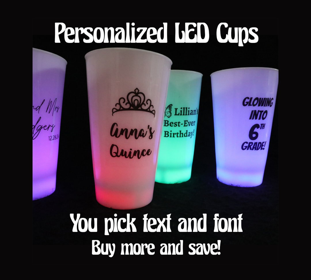LED Light up Cup With Your Personalization! Choose Your Font and Text ...