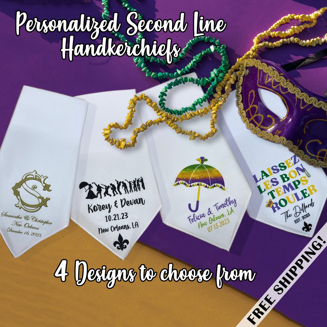 Personalized Second Line Handkerchiefs 4 Designs to Choose From Bulk ...