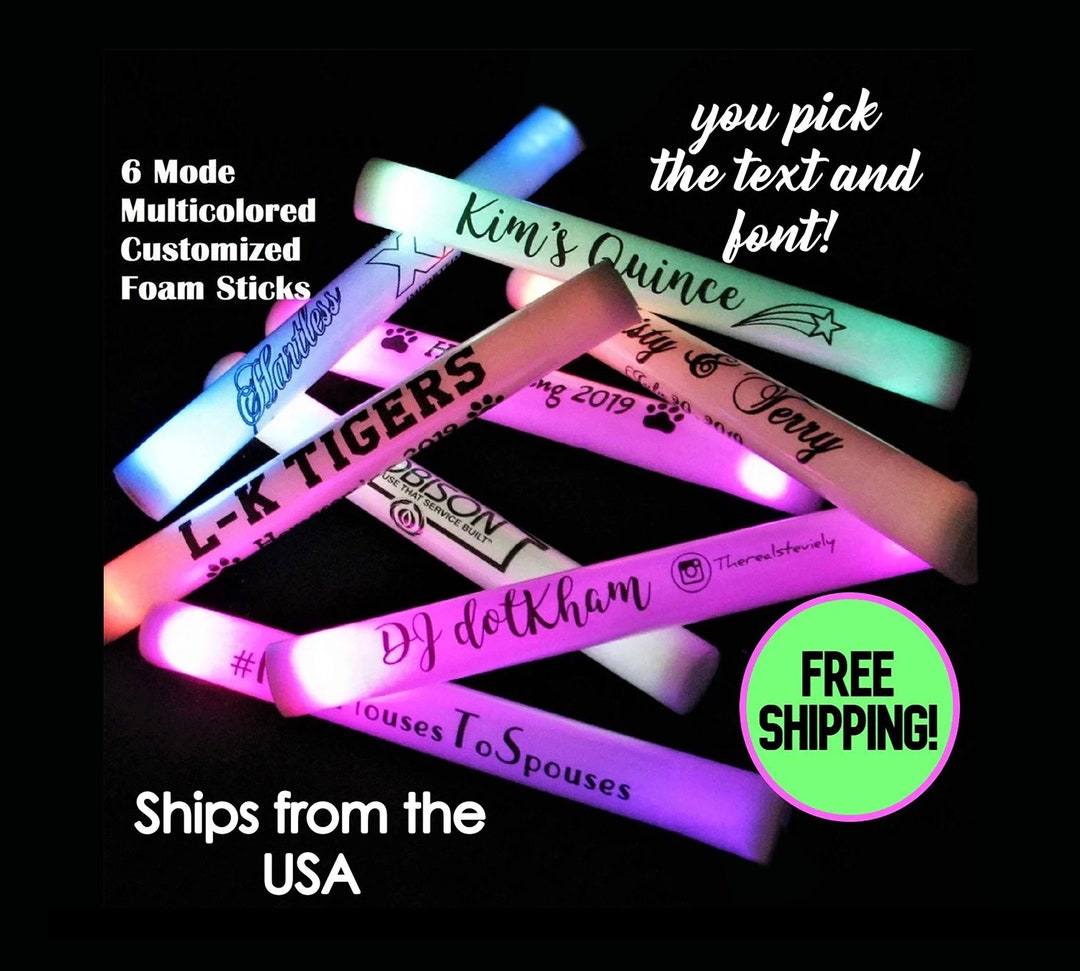 Personalized LED Foam Glow Sticks: Custom Text, Party Favors - Etsy