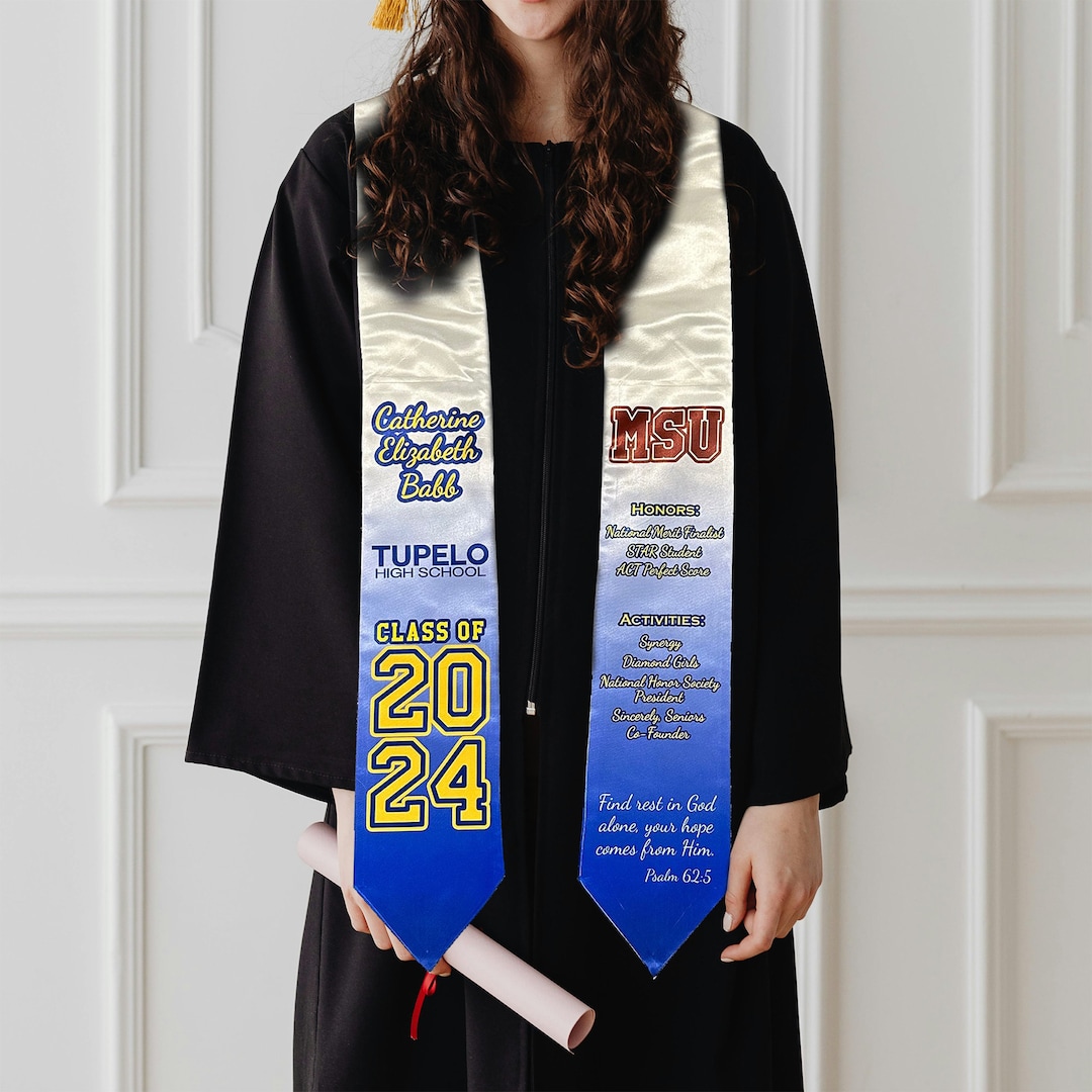 Custom Graduation Stole | Your School Colors | Your Text - Etsy