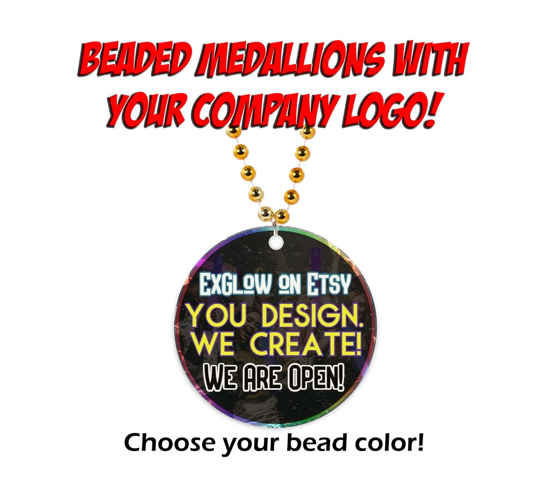 Full Color Business Logo Beaded Medallions! Choose Your Bead Color ...