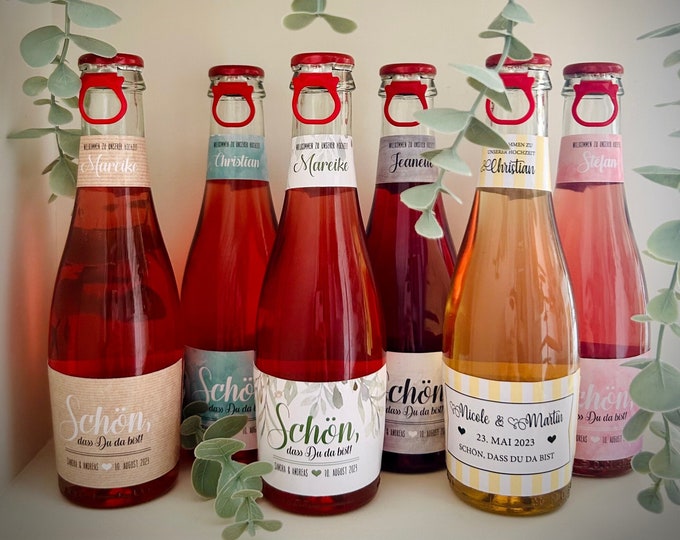 8x Label Set / Etiketten für Piccolo - Gastgeschenk / Tischkarte für ...