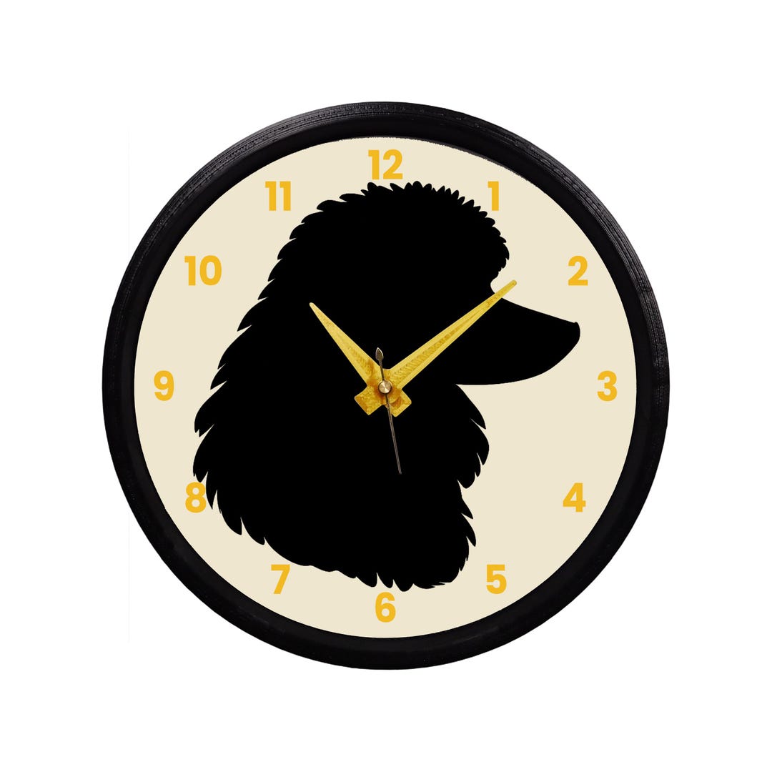 Poodle Wall Clock – Modern Dog Lover Decor, 8.5” Round Clock With 3D ...