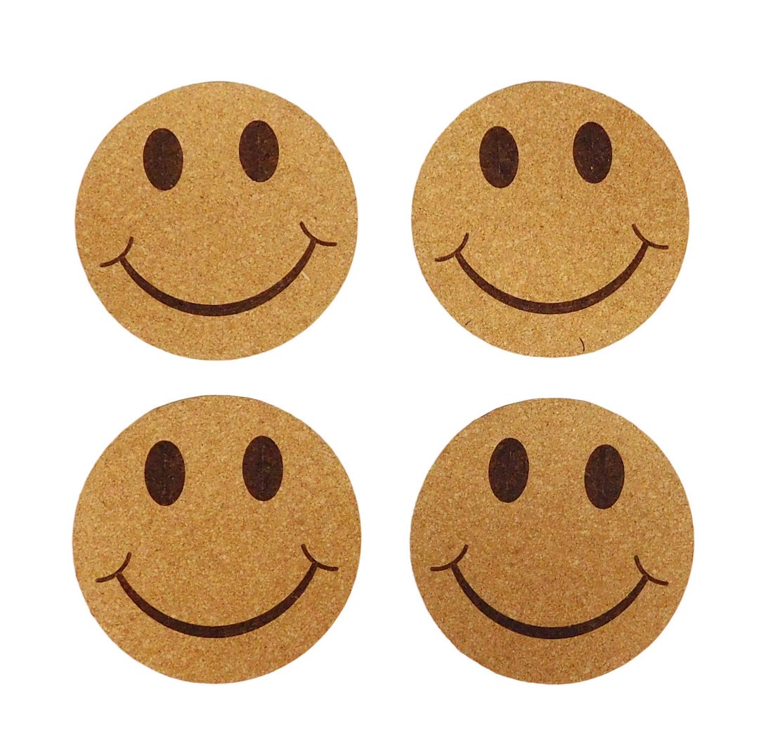 Smiley Face Drink Coasters Set of 4 Laser Engraved Gift - Etsy