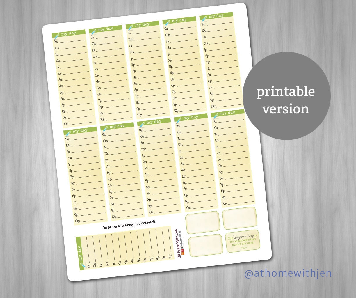 Yellow Hourly Planner Stickers Printable for Your Erin Condren - Etsy