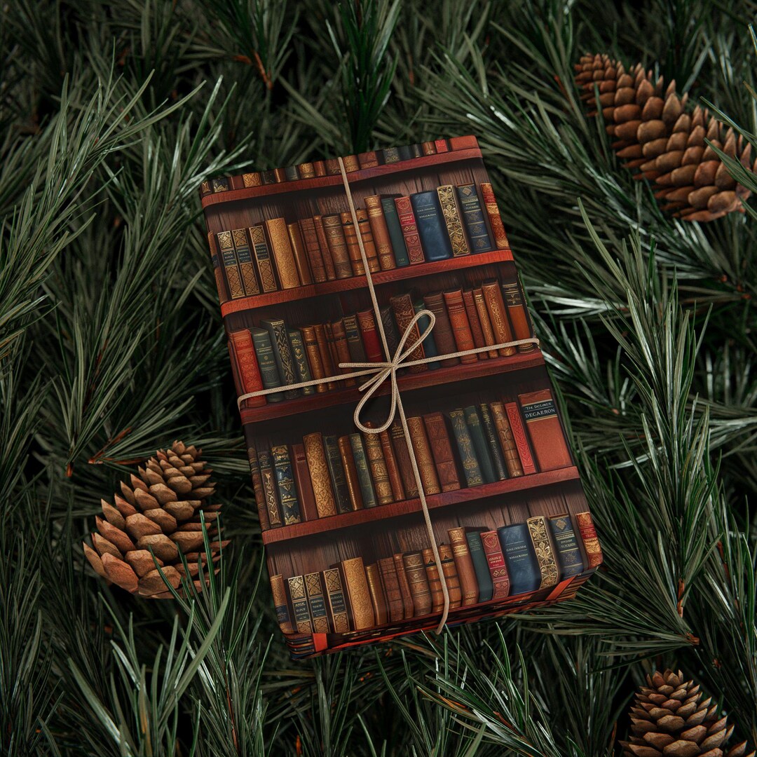 Wrapping Papers, Dark Moody Book Library Wrapping Paper, Gift Wrap ...