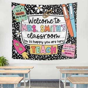 Composition Notebook Classroom Decor Welcome Tapestry Wall ...