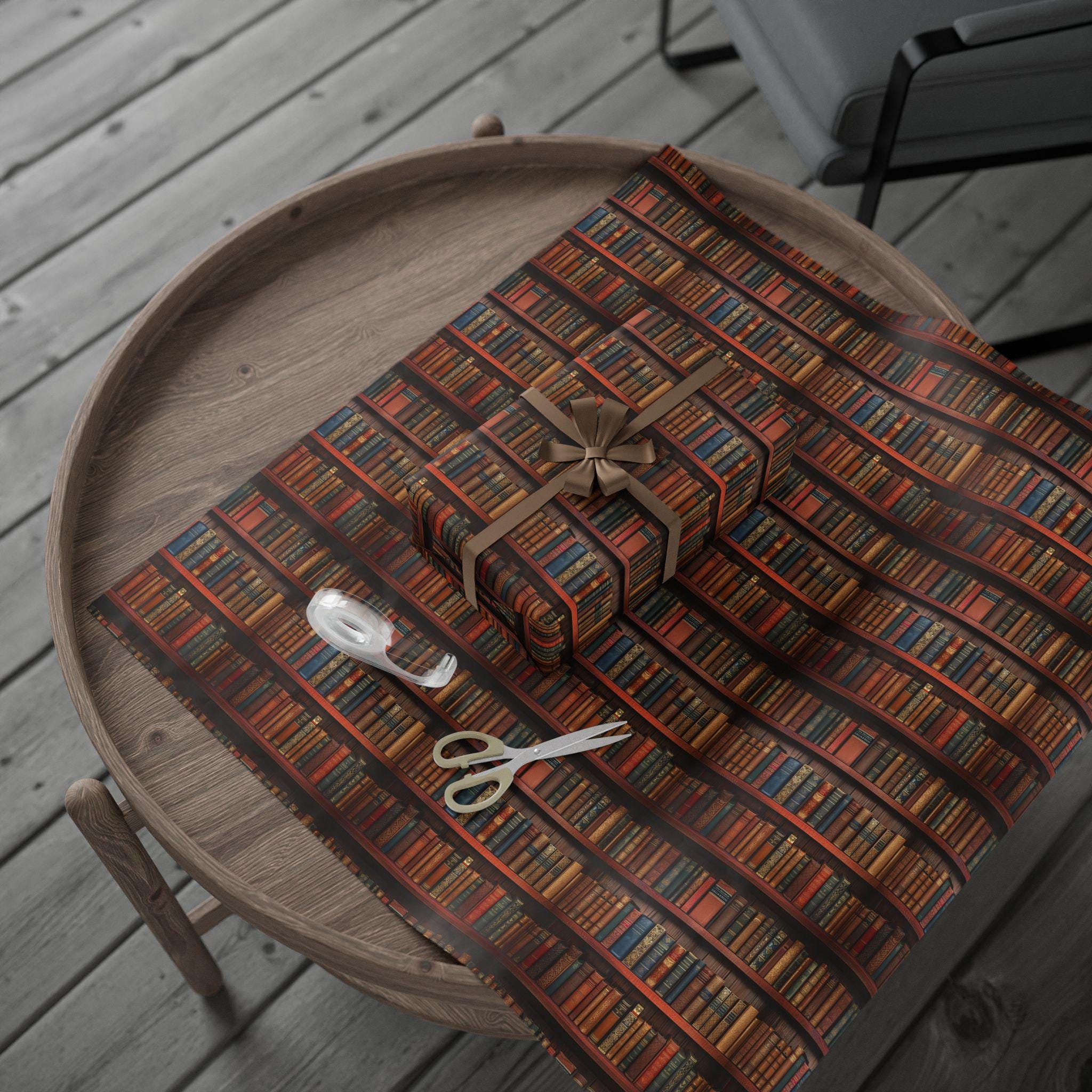 Wrapping Papers, Dark Moody Book Library Wrapping Paper, Gift Wrap ...