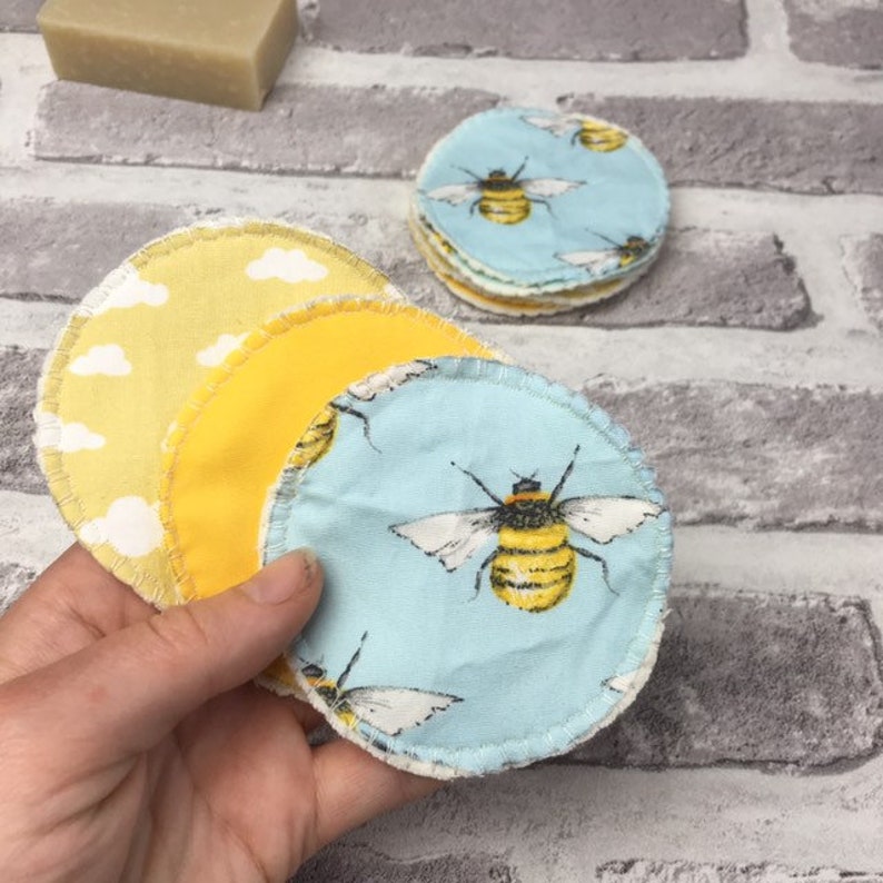 10-20 Reusable Bee Cotton Pads Zero Waste Cleansing Wipes - Etsy Singapore