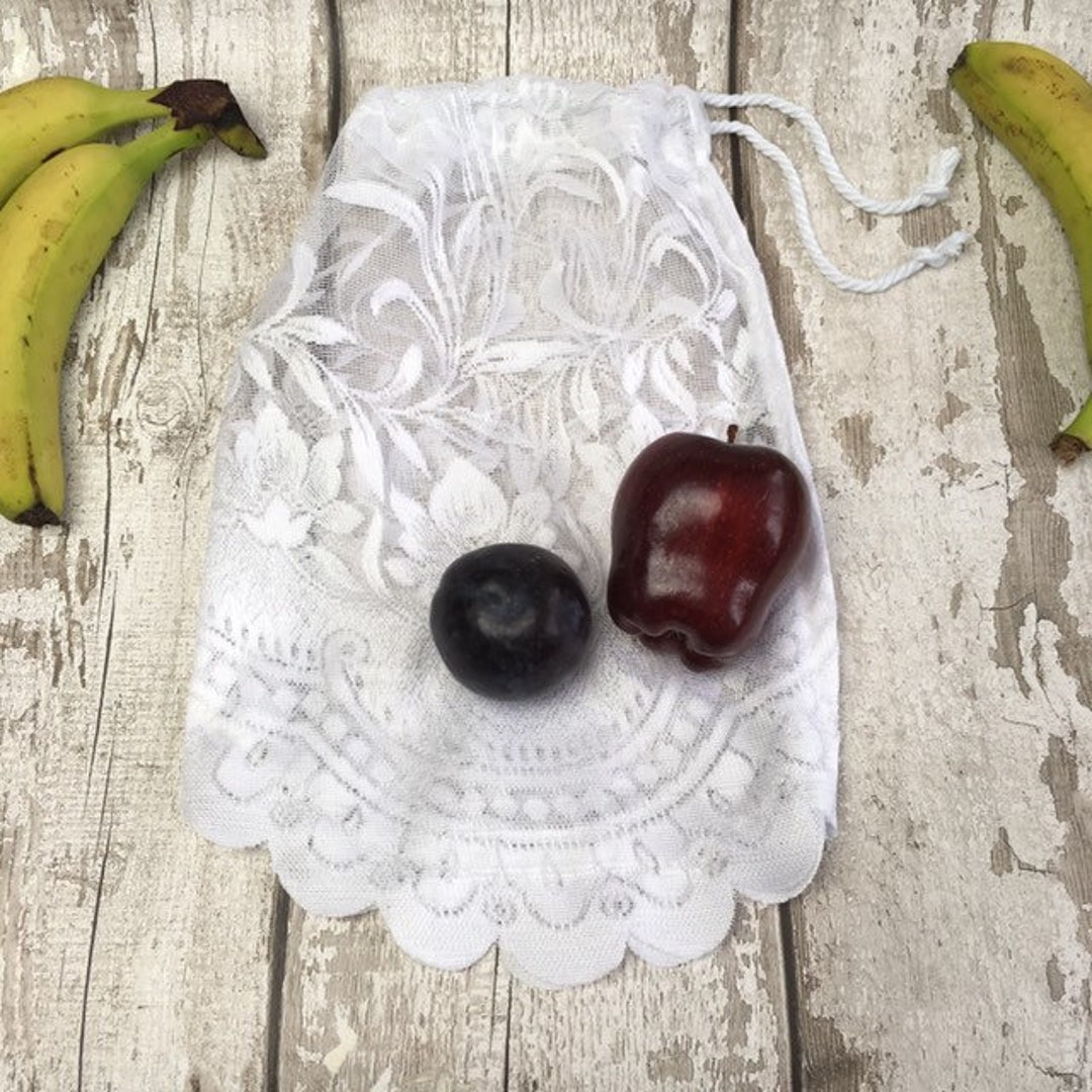 UPCYCLED LACE NET Loose Produce Bags Food Bags Shopping Zero Waste Eco ...