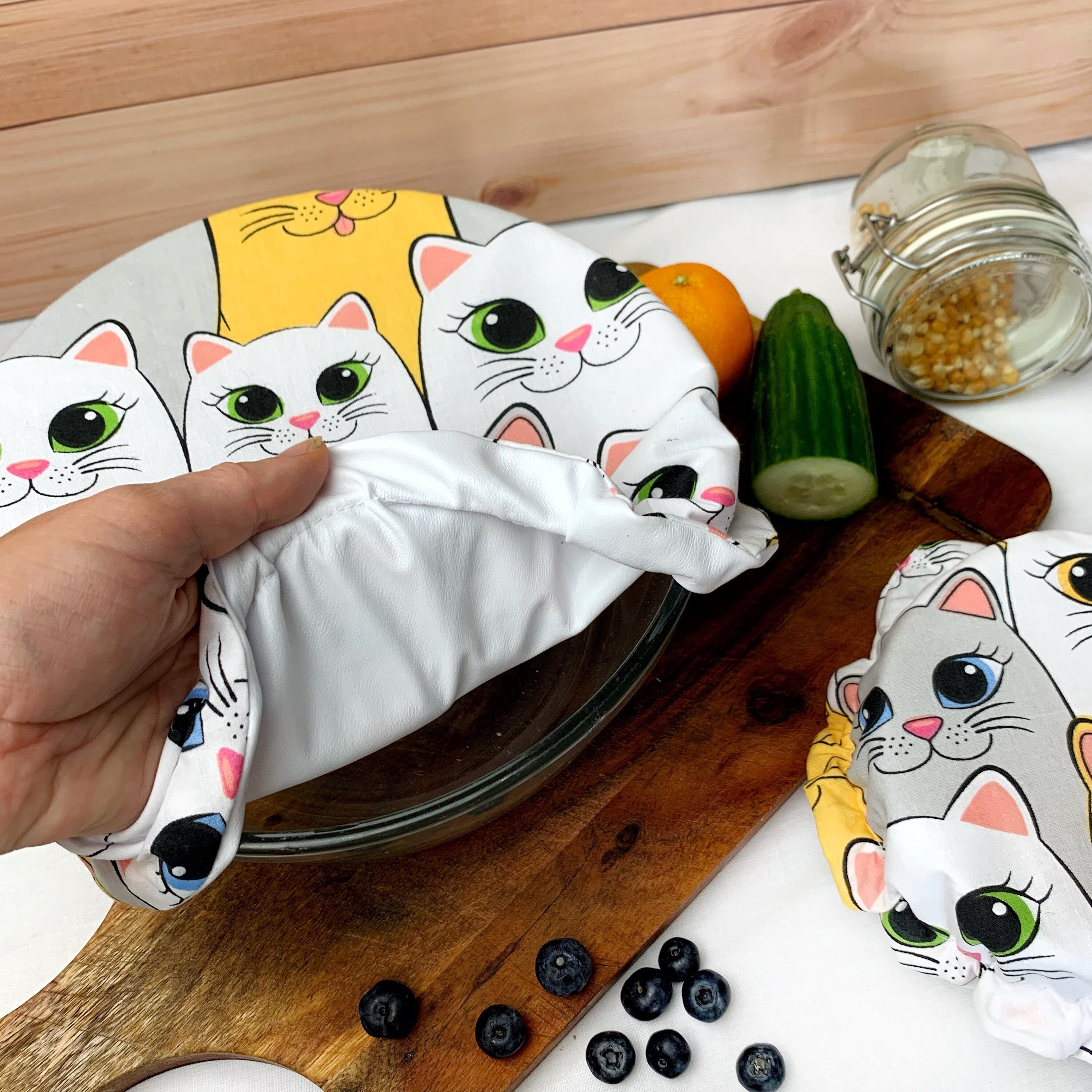 CAT BOWL COVERS 3 set food storage picnic dish cover | Etsy