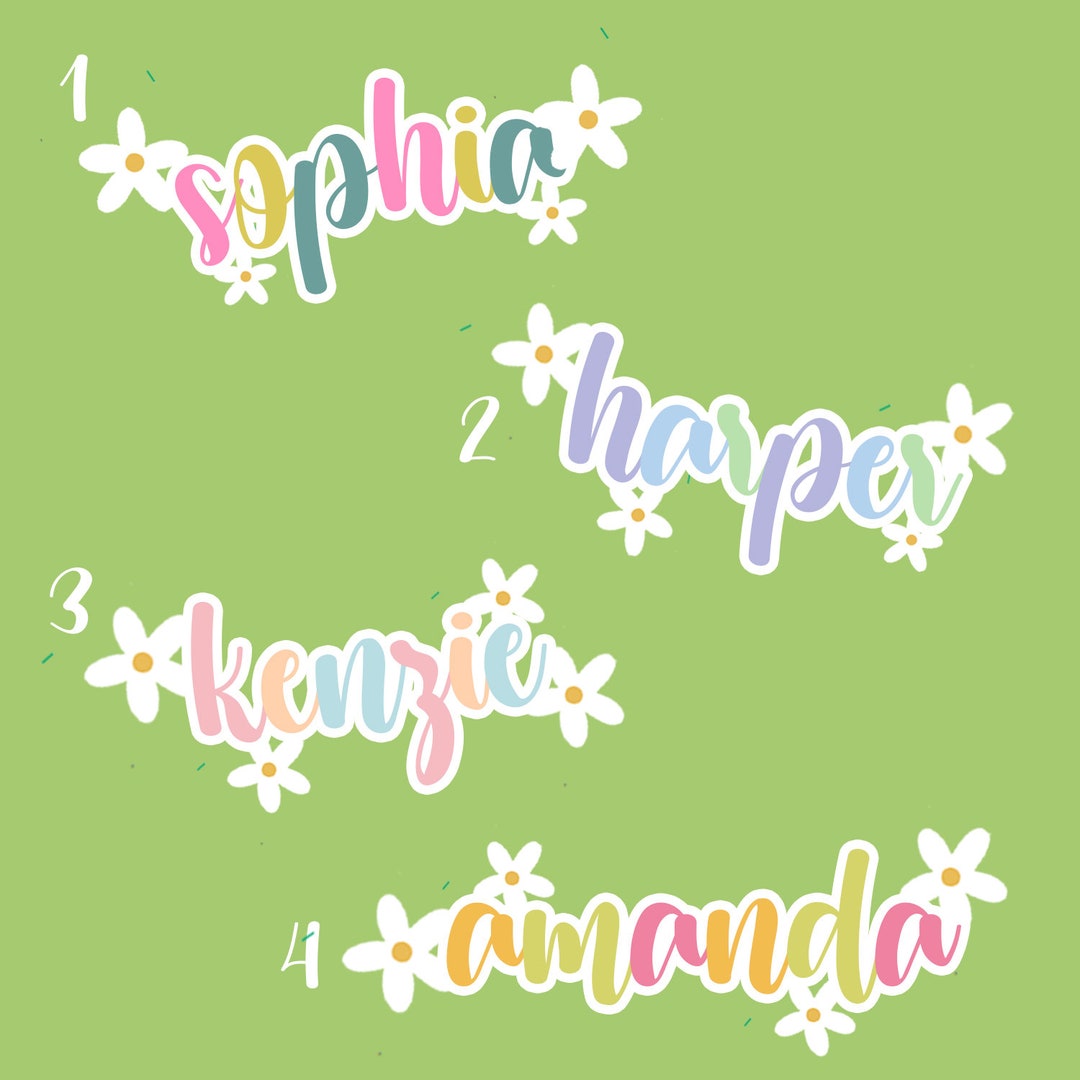 Custom Floral Name Sticker - Etsy