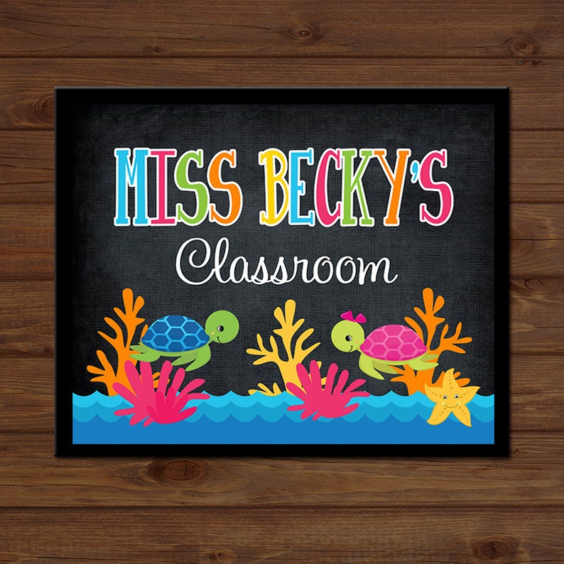 Turtle Teacher Sign Chalkboard Back to School Custom - Etsy