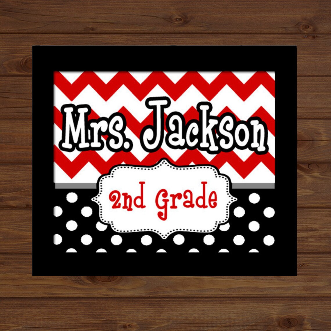 TEACHER Chevron Polka Dot Sign Back to School Personalized - Etsy