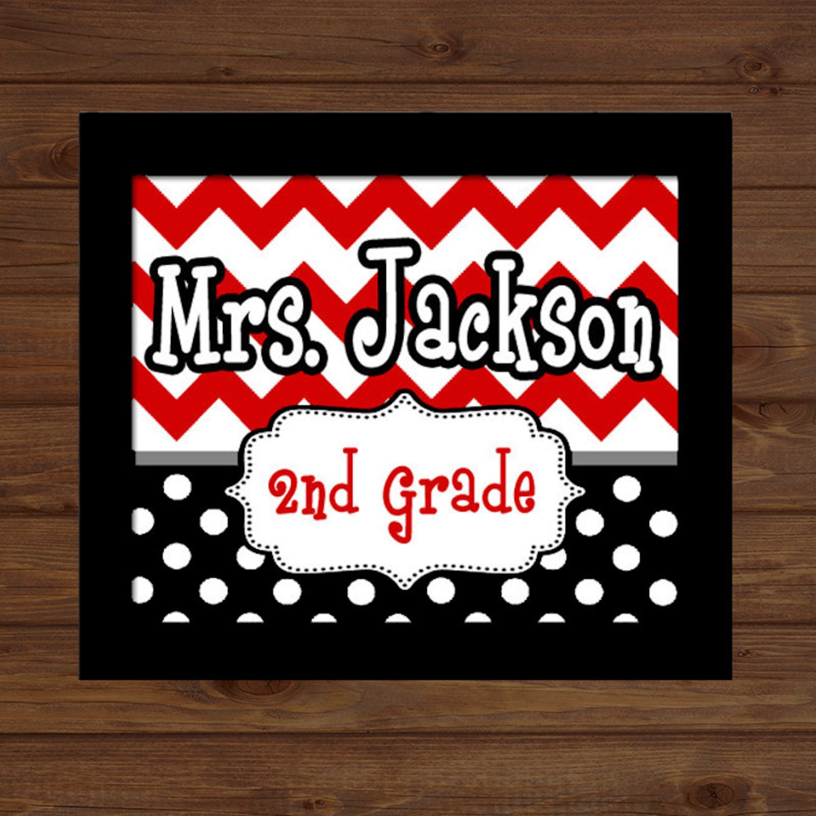 TEACHER Chevron Polka Dot Sign Back to School Personalized - Etsy