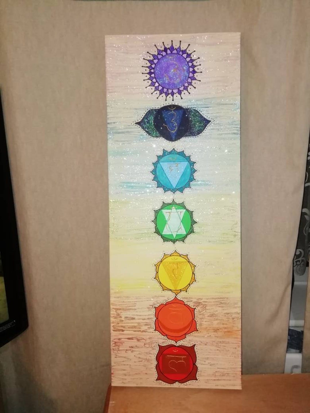 Tall Chakra Canvas Painting. - Etsy