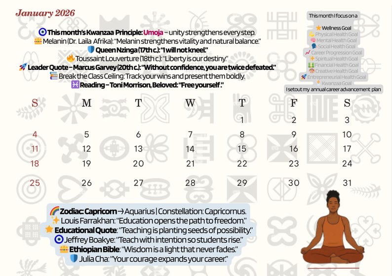 Black British Educators 2026 Calendar | Inspirational Wall Calendar for ...