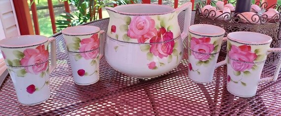 Vintage Nippon Pink Rose Lemonade Set 5 Pieces Gilded With | Etsy