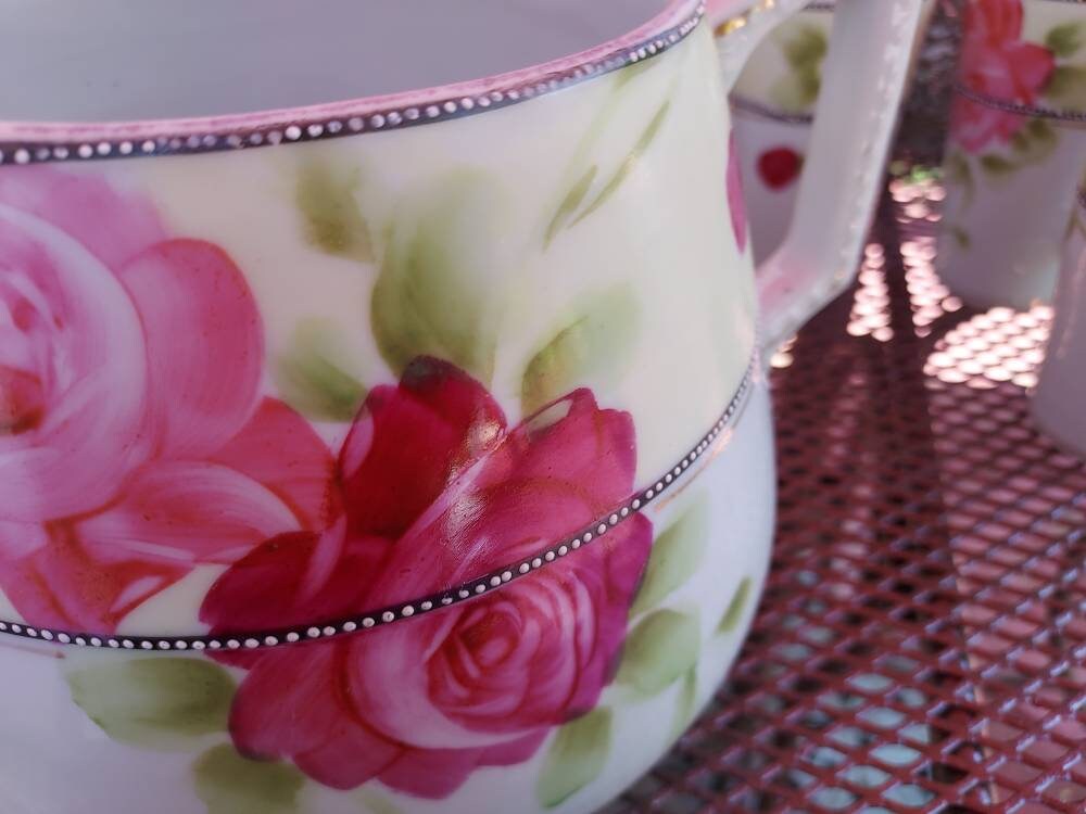Vintage Nippon Pink Rose Lemonade Set, 5 Pieces Gilded With Moriage - Etsy