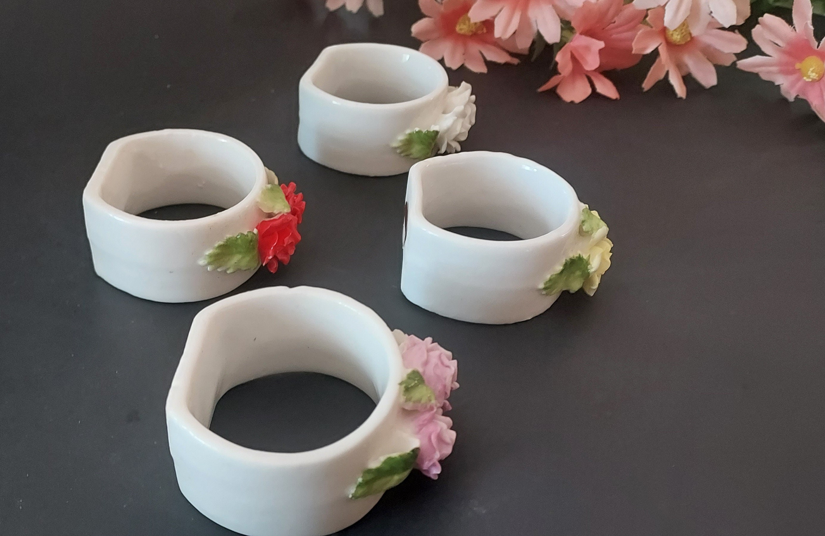 Vintage Floral Napkin Rings, Bone China Napkin Rings - Etsy