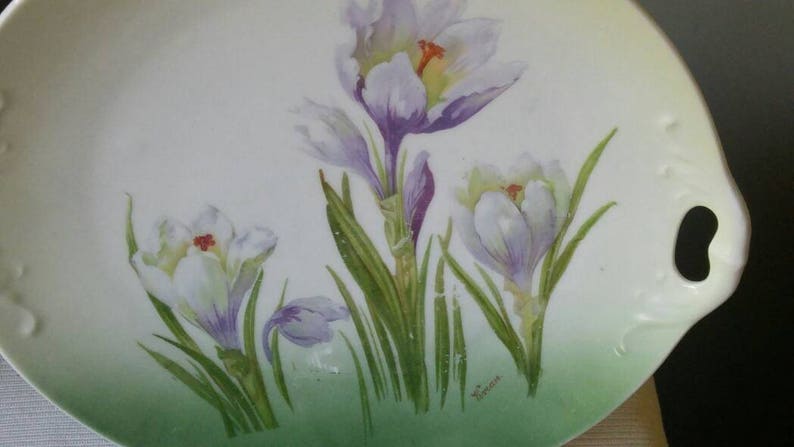 Vintage Crocus Cake Plate Signed Vivian, by Altenburg China, Germany - Etsy