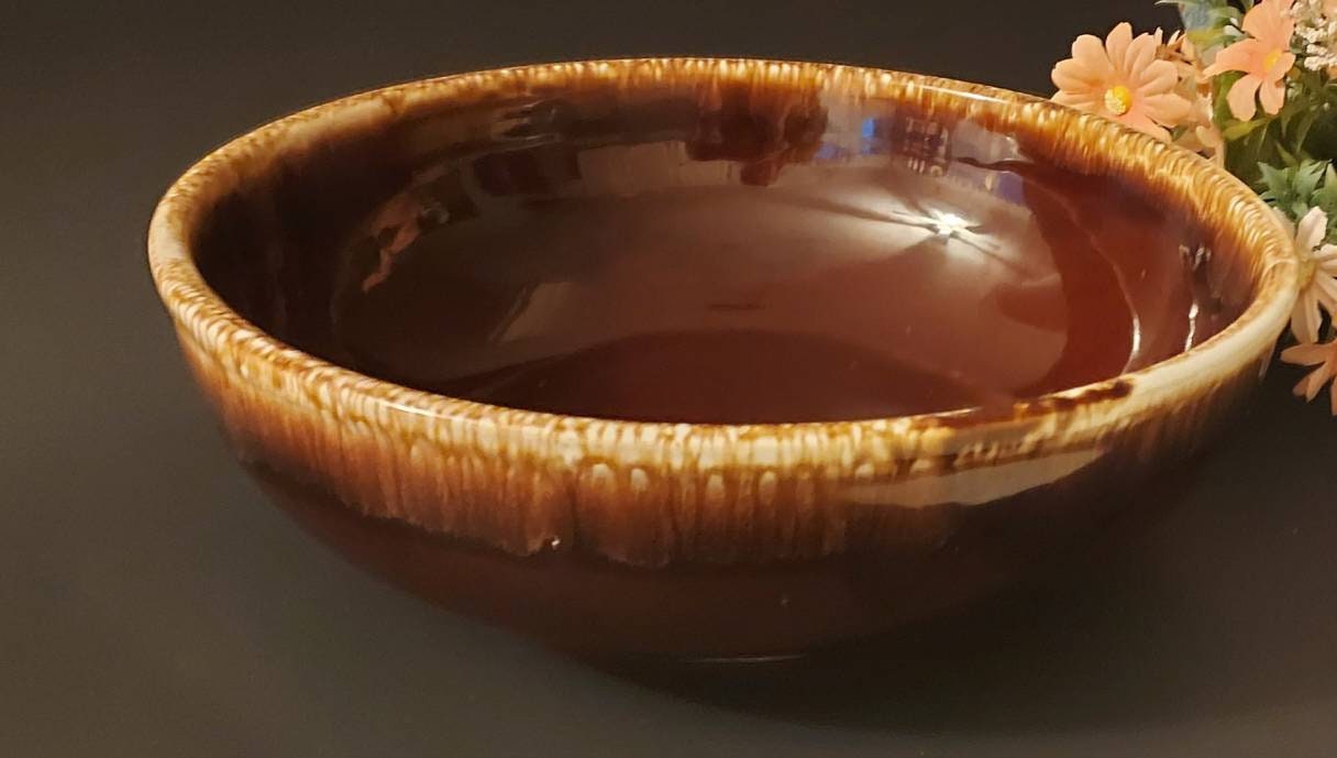 Vintage Kathy Kale Brown Drip Large Serving Bowl - Etsy