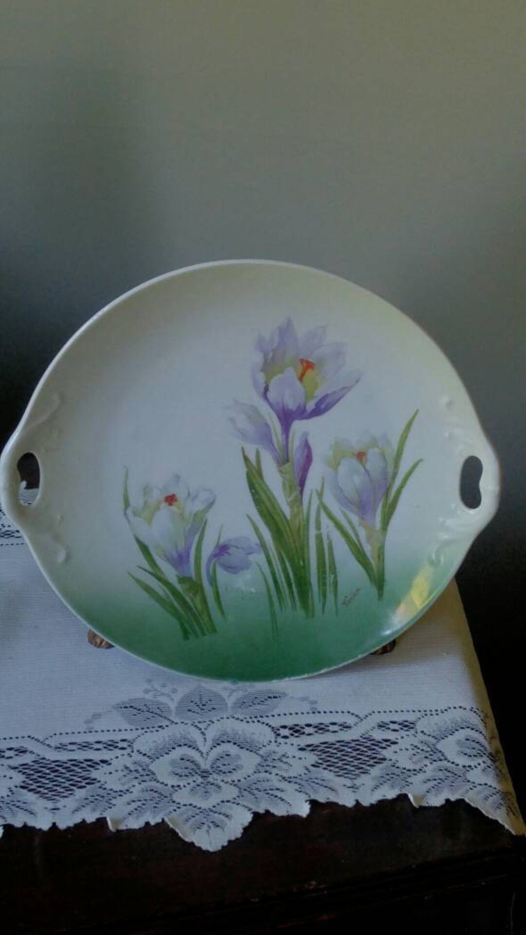 Vintage Crocus Cake Plate Signed Vivian, by Altenburg China, Germany - Etsy